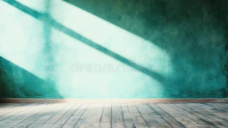 Turquoise Wall with Light Rays Empty Interior Architecture Stock Video ...