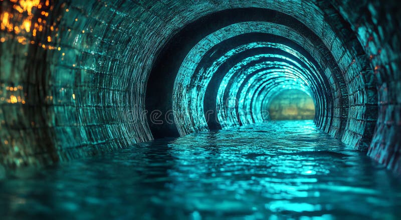 Turquoise Water Inside the Barrel is Illuminated by Light Rays As Ocean ...
