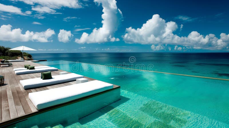 Turquoise Water of a Perfect Luxury Pool, Tranquil Ambiance, Upscale ...