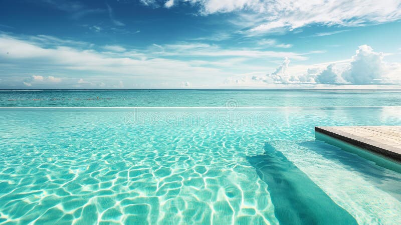 Turquoise Water of a Perfect Luxury Pool, Tranquil Ambiance, Upscale ...