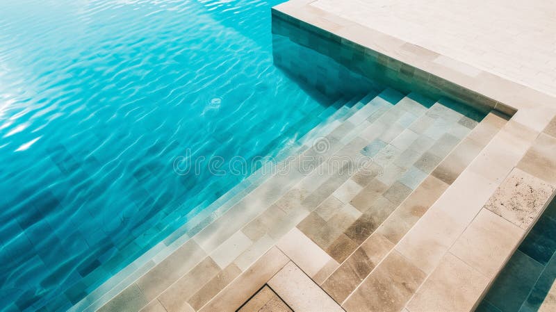 Turquoise Water of a Perfect Luxury Pool, Tranquil Ambiance, Upscale ...
