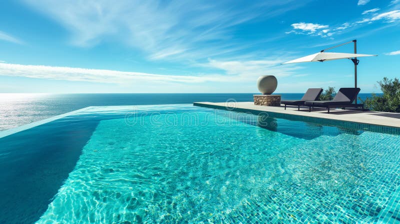 Turquoise Water of a Perfect Luxury Pool, Tranquil Ambiance, Upscale ...