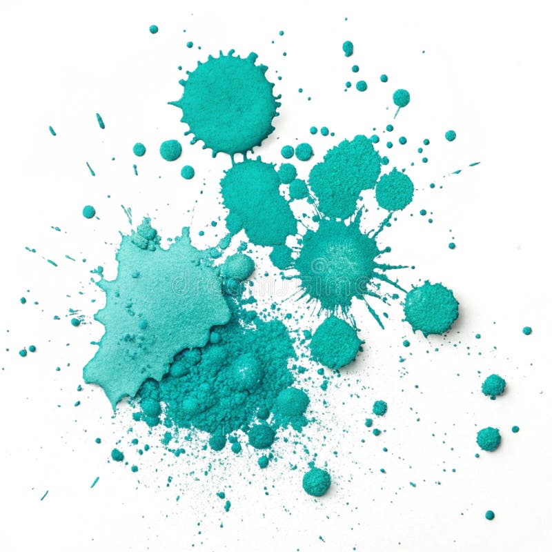 Turquoise Watercolor Paint Splatter Isolated on White Background Stock ...