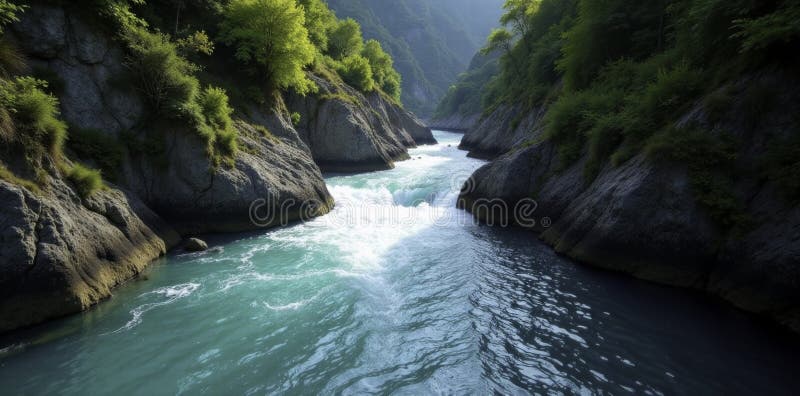 Turquoise Waters Flowing through Narrow Gorge, Water, Wilderness Stock ...