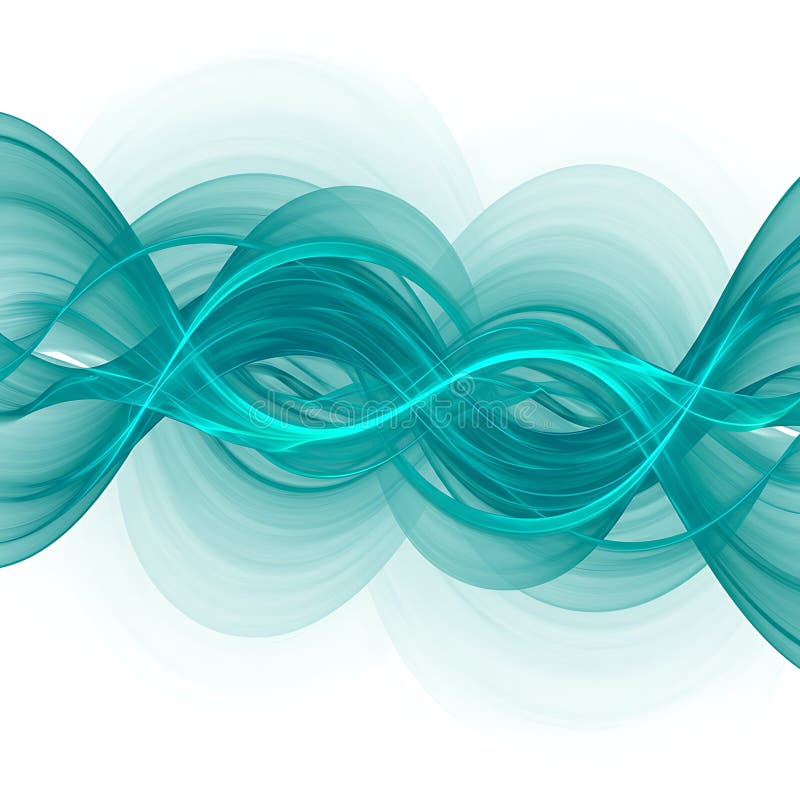 Turquoise Wave Abstract: Flowing, Intertwined Ribbons on White ...