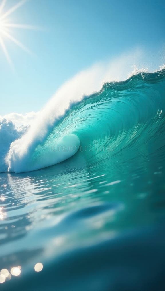 Turquoise Wave Crests, Sunlight Sparkles on Surface, Beach, Surf, Wave ...