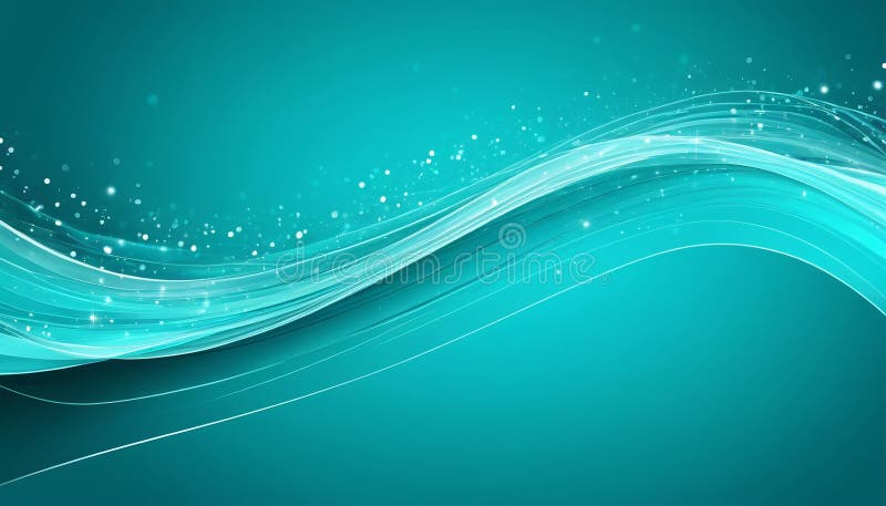 Turquoise Wave with Sparkling Lights and Abstract Motion in a Serene ...