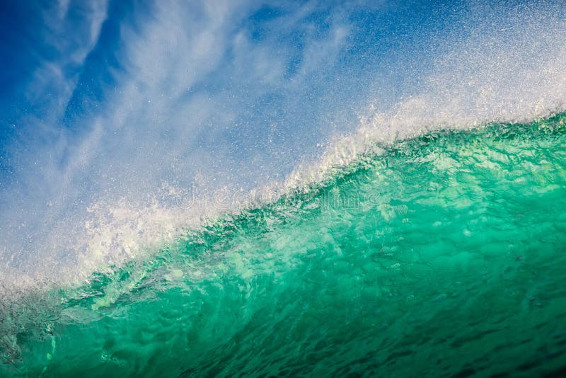 Turquoise Waves in Ocean. Breaking Wave with Light Stock Photo - Image ...