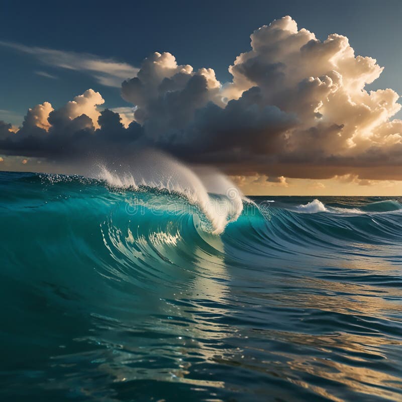Turquoise Waves: a Serene Split Stock Illustration - Illustration of ...