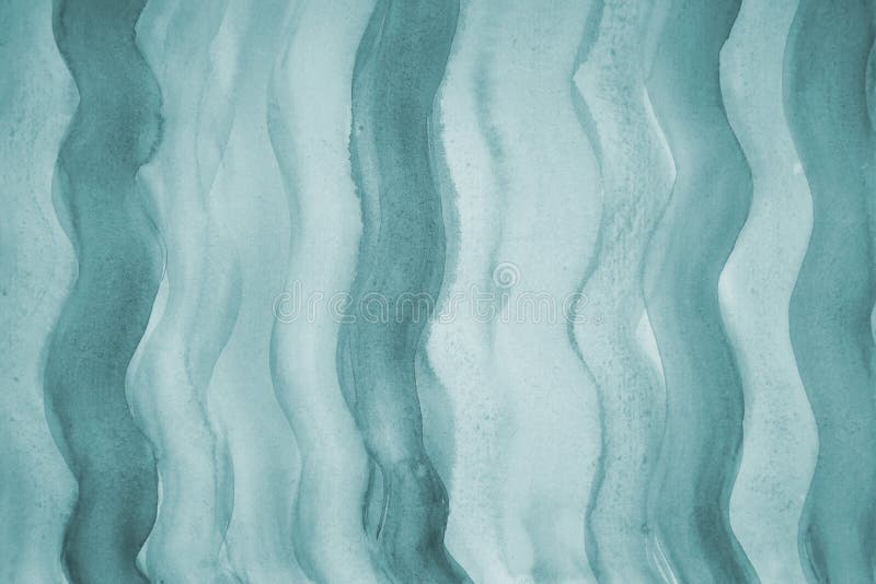 Turquoise Waves Watercolor Drawing Background. Stock Illustration ...