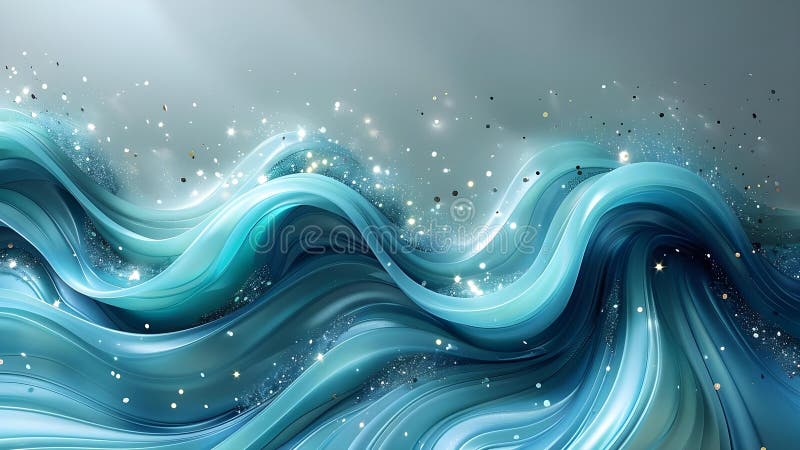 Turquoise Wind Flow Modern Effect Set with 3D Swirls and Sparkles ...