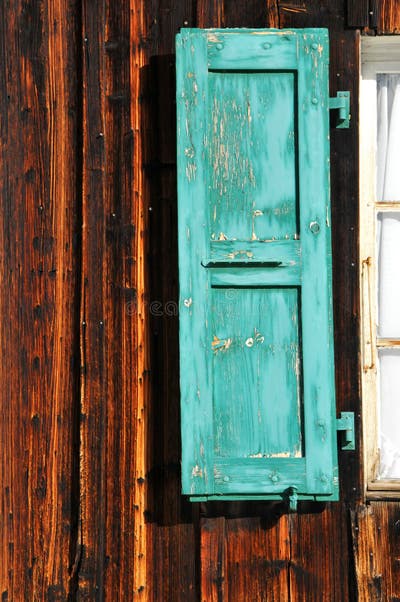 Turquoise window shutter stock image. Image of architecture - 13609523