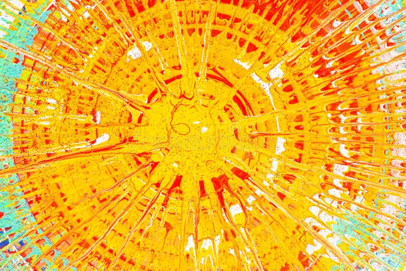 Turquoise, Yellow and Red Paint Splashes on Cardboard Stock ...