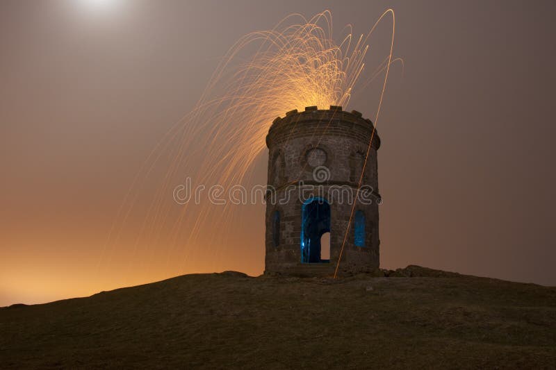 Turret at night stock photo. Image of light, derbyshire - 22788964