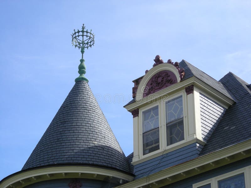 Turreted rooftop stock image. Image of window, shingle - 10717231