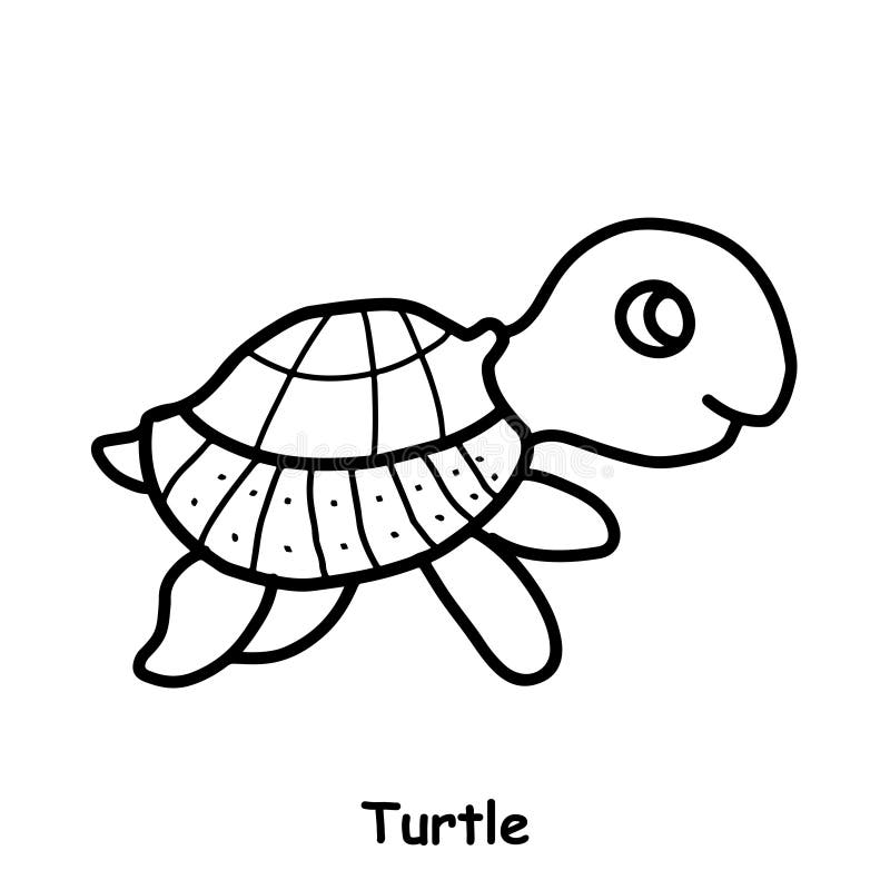 Turtle Children Book Illustration, Trace and Coloring Vector World Wild ...