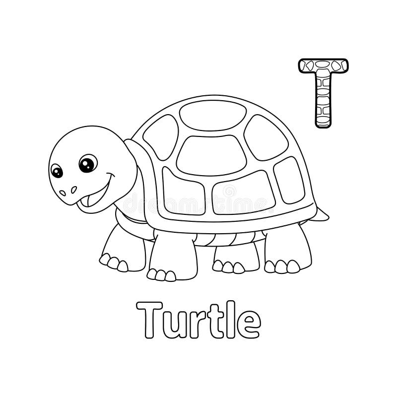 Turtle Alphabet ABC Coloring Page T Stock Vector - Illustration of ...