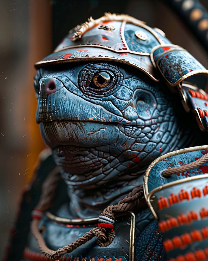 A Turtle in Armor with a Sword Stock Photo - Image of close, helmet ...