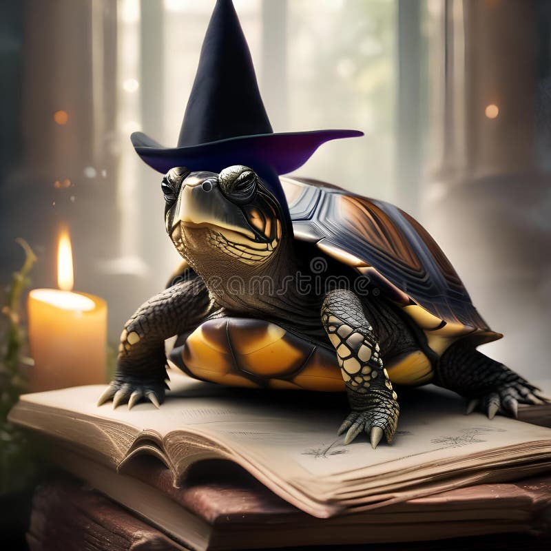 A Turtle As a Wizard in a Robe and Hat, Casting a Magical Spell2 Stock ...