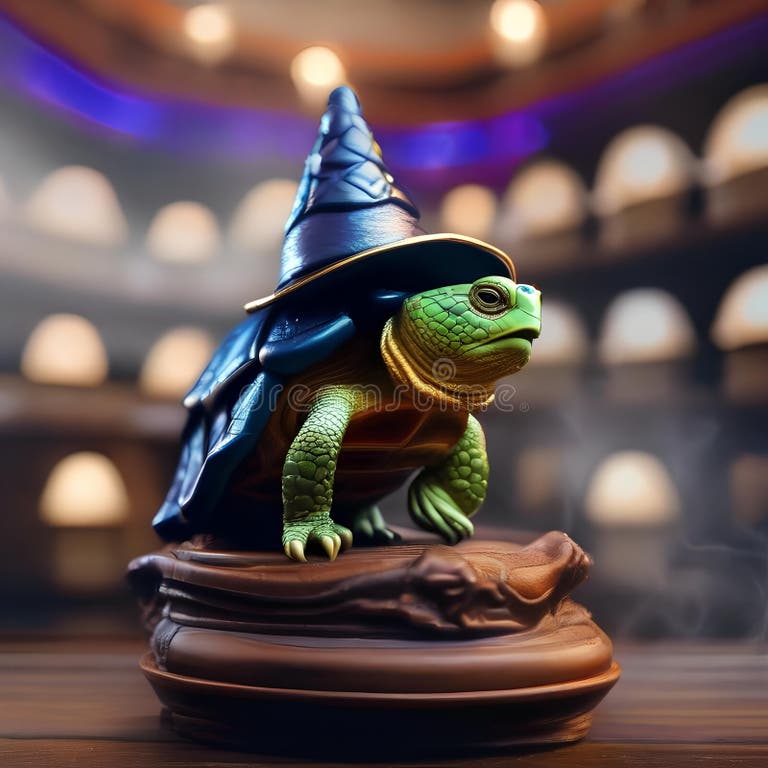 A Turtle As a Wizard in a Robe and Hat, Casting a Magical Spell3 Stock ...