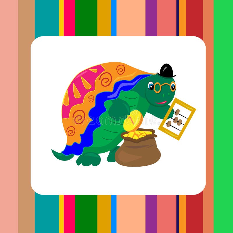 Turtle Banker Counting Money Card Stock Vector - Illustration of cute ...