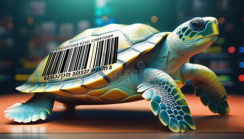 Turtle with a Barcode Emphasizes Pollution Stock Image - Image of ...