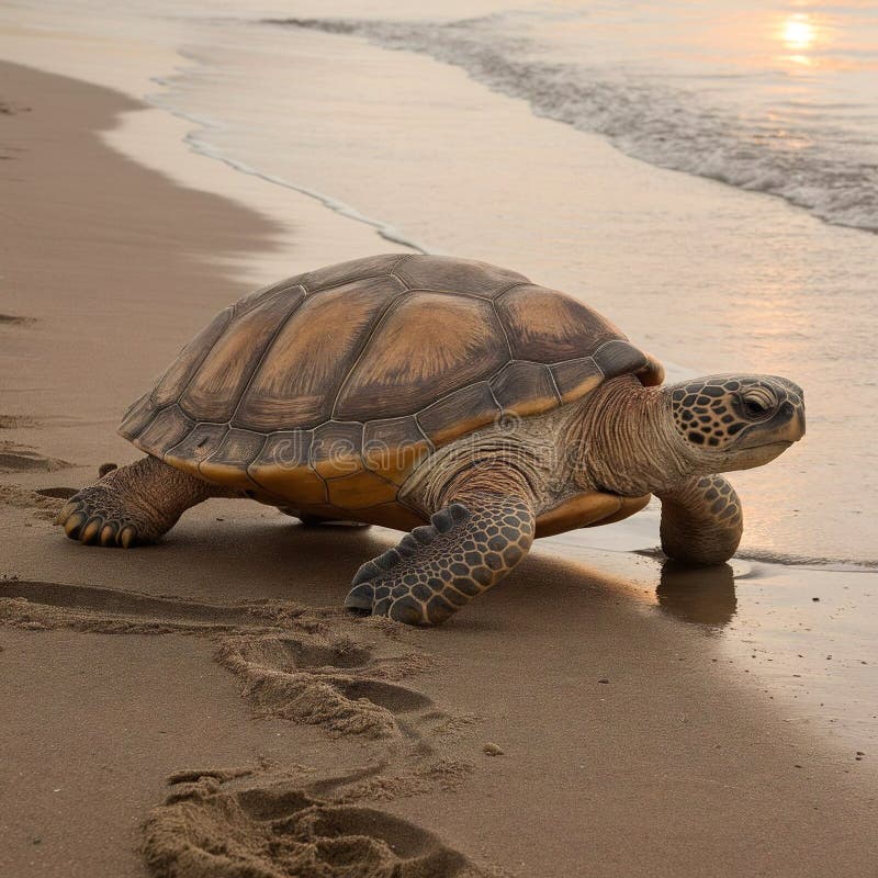 Turtle on a Beach stock image. Image of crawling, habitat - 325457215