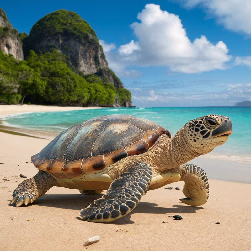 Turtle on a Beach stock photo. Image of shelled, shell - 325457266