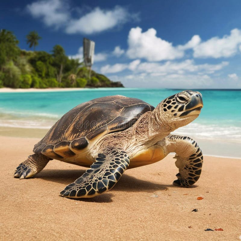 Turtle on the Beach stock photo. Image of pets, aquatic - 325457274