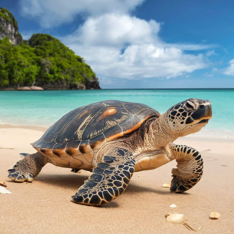 Turtle on a Beach stock photo. Image of crawling, creatures - 325457300