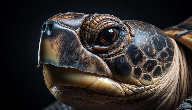 A Turtle with a Black and Brown Shell and a Brown and Black Face Stock ...