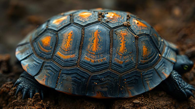 A Turtle with a Black Shell and Orange Spots Stock Photo - Image of ...