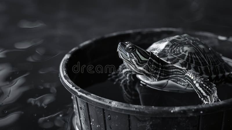 A Turtle in a Bucket of Water Stock Photo - Image of animal, bucket ...
