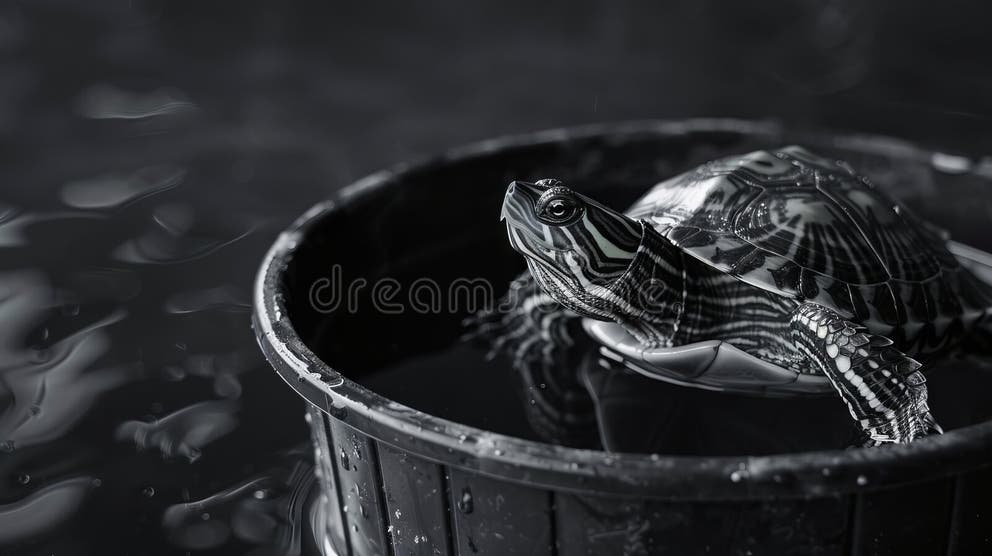 A Turtle in a Bucket of Water Stock Photo - Image of animal, bucket ...