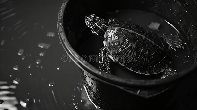 A Turtle in a Bucket of Water Stock Image - Image of bucket, white ...
