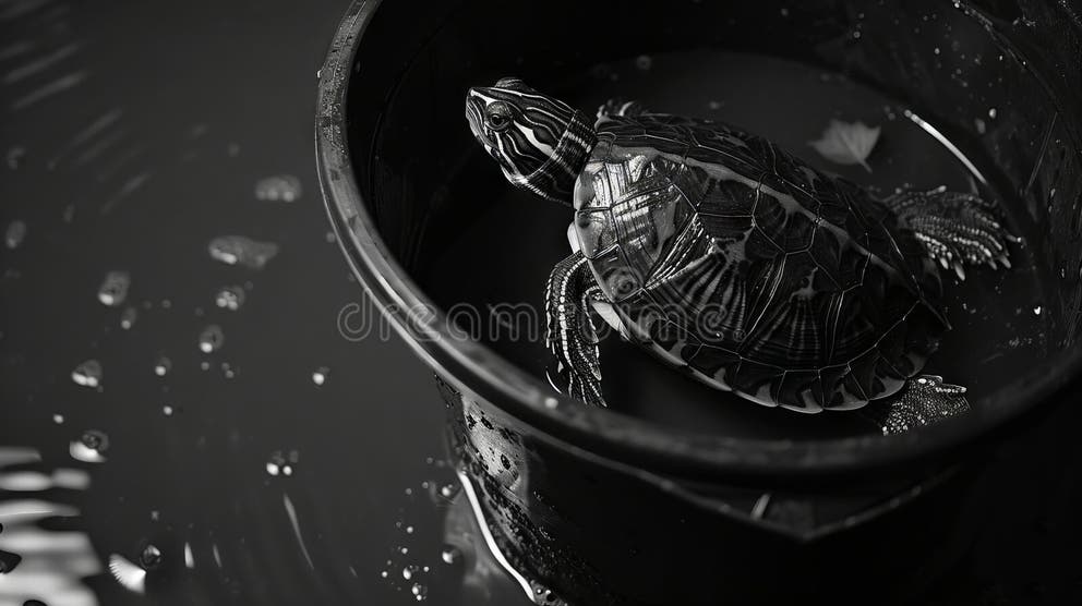 A Turtle in a Bucket of Water Stock Image - Image of bucket, white ...