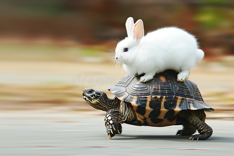 A Turtle Carrying a Rabbit on Its Back, AI Generated Stock Illustration ...