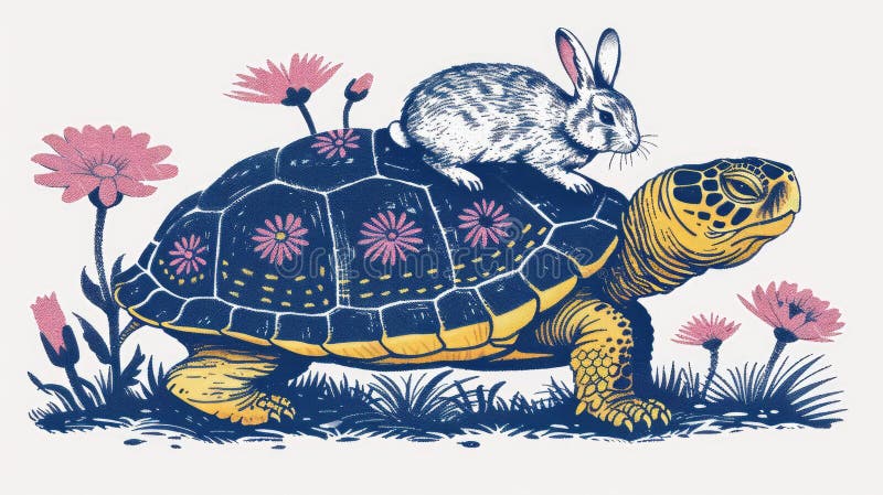 A Turtle Carrying a Rabbit on Its Back Stock Photo - Image of animal ...