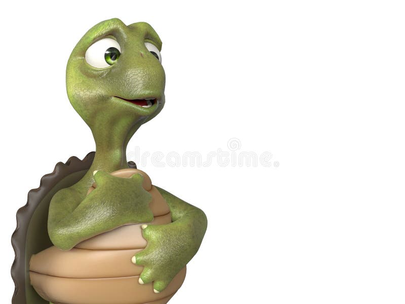 Turtle Cartoon is Afraid with Copy Space Stock Illustration ...