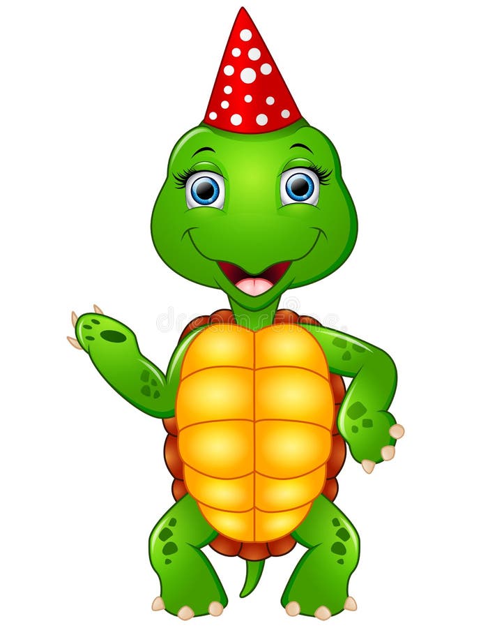 Turtle Cartoon Celebrating Birthday Stock Vector - Illustration of cute ...