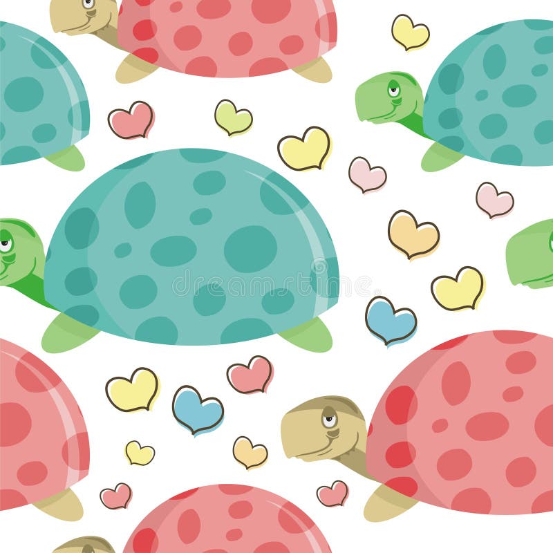 Turtle Cartoon Seamless Pattern Design Stock Vector - Illustration of ...