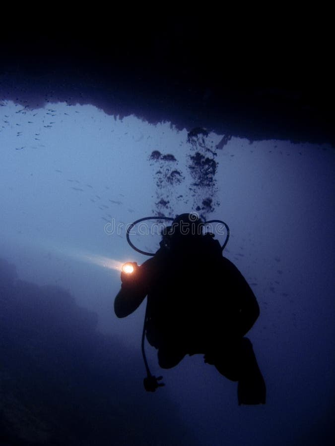 Turtle Cave Scuba Diver Sipadan Stock Photo - Image of beneath ...