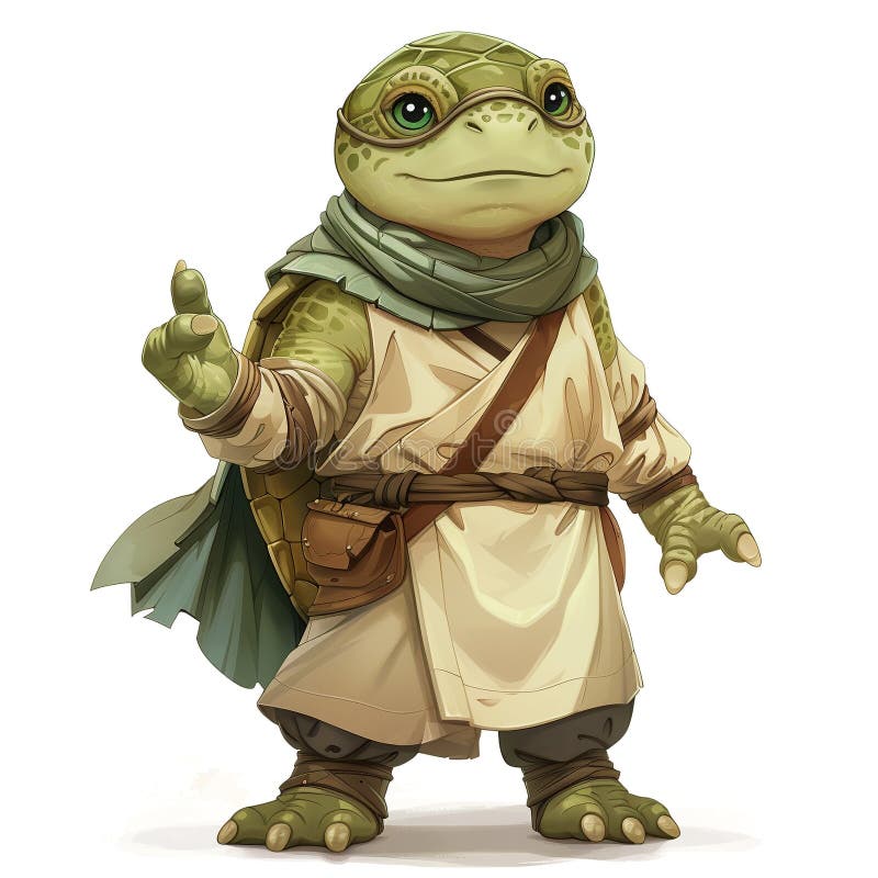 A Wise Turtle Character Dressed in Robes Stands Ready for an Adventure ...