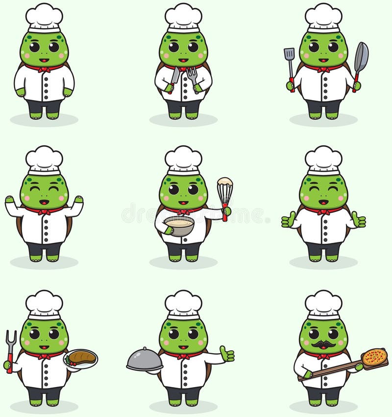 Vector of Turtle Chef Character Cartoon Stock Vector - Illustration of ...