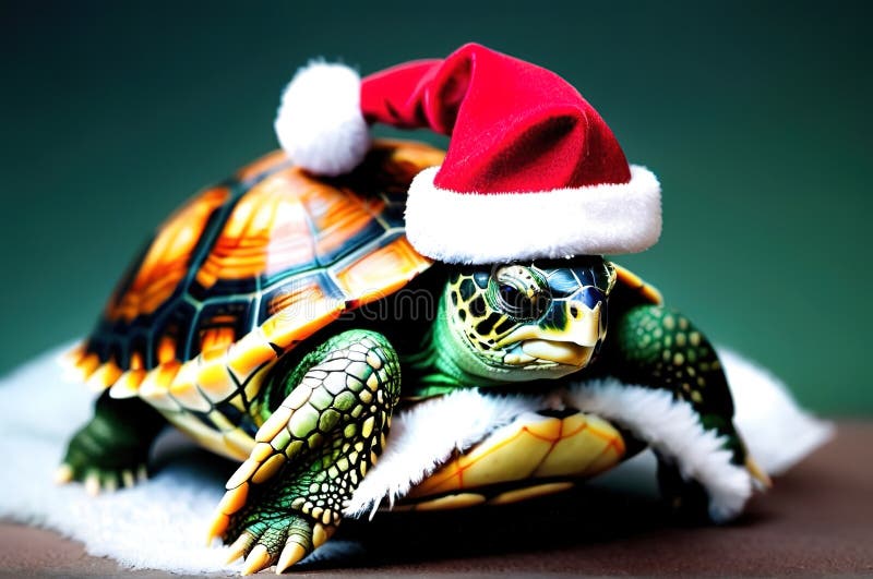 A Turtle in a Christmas Suite at 23-9-2024 Stock Illustration ...