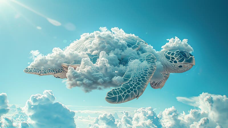 Turtle in the Clouds stock illustration. Illustration of surreal ...