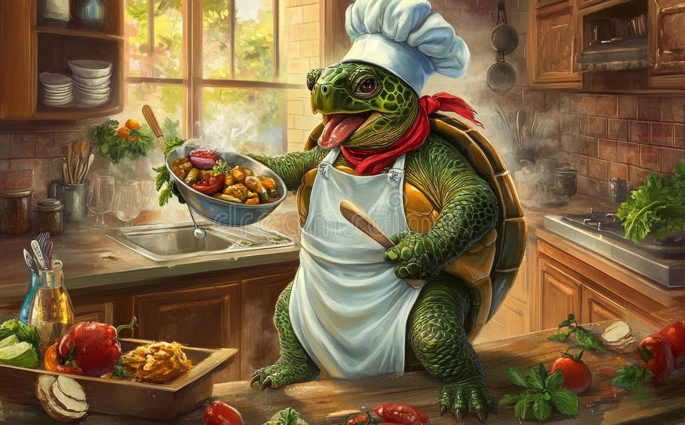 Turtle Cooking Soup for a Boy in a Kitchen Stock Image - Image of food ...