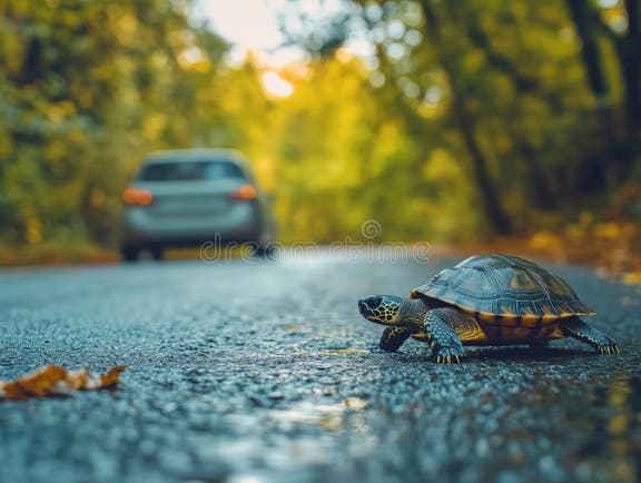 Turtle Crossing Road stock image. Image of wildlife - 377261941