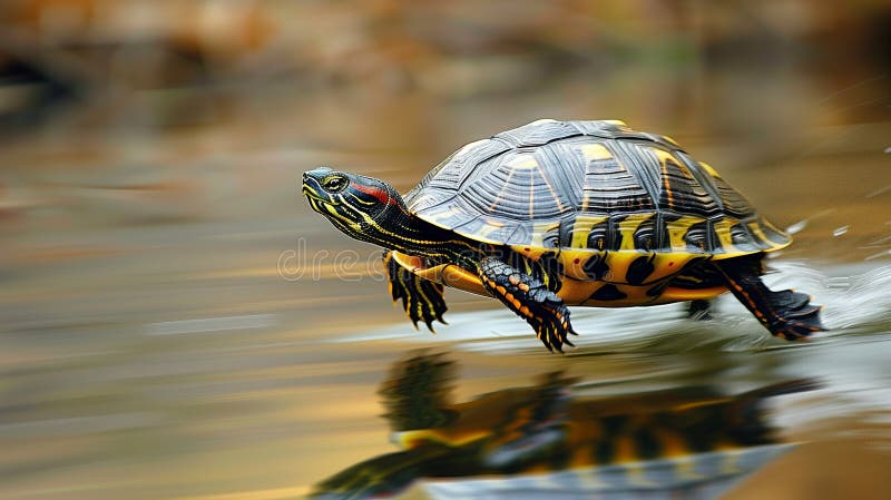 Turtle crossing water stock image. Image of swift, lake - 333768649