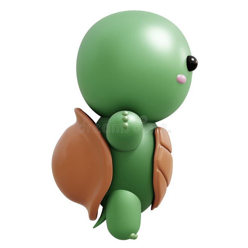 Turtle Cute Character Cartoon 3D Illustration. Stock Illustration ...